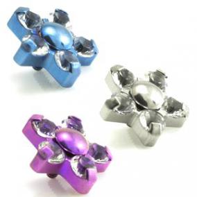 1.2mm Gauge Titanium Jewelled 5-Petal Flower Barbell - Internally-Threaded